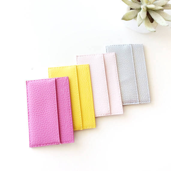 Vegan Leather Credit Card Holder Pink Credit Card Case | Etsy