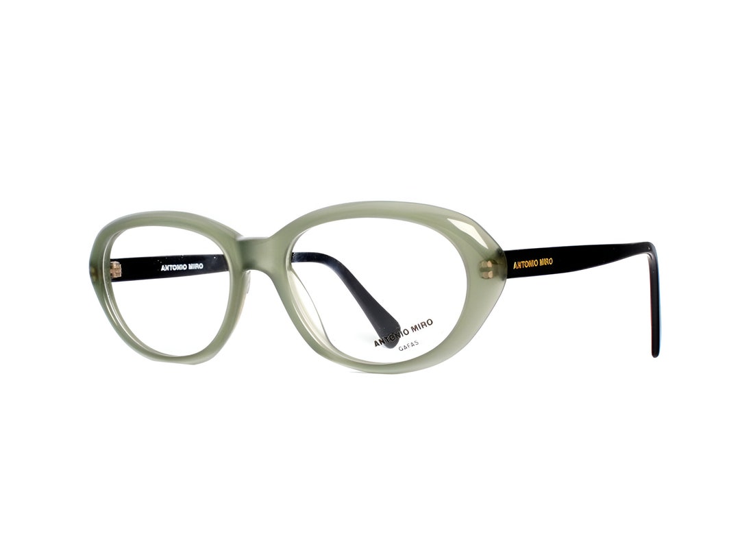 Green Black Glasses, Vintage Oval Womens Eyeglasses From the 1980s, New ...