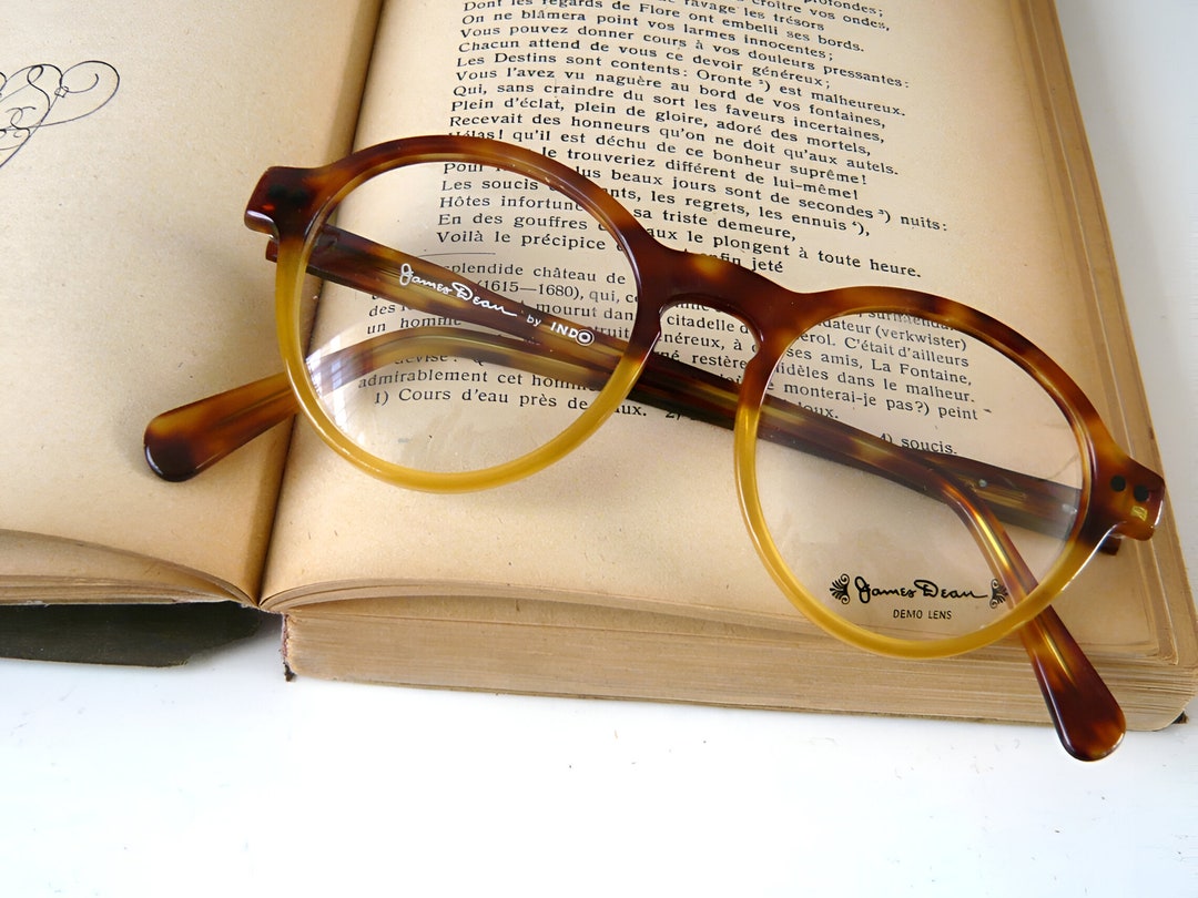 James Dean Eyeglasses, Vintage Brown Glasses Frame, Duotone Transparent ...