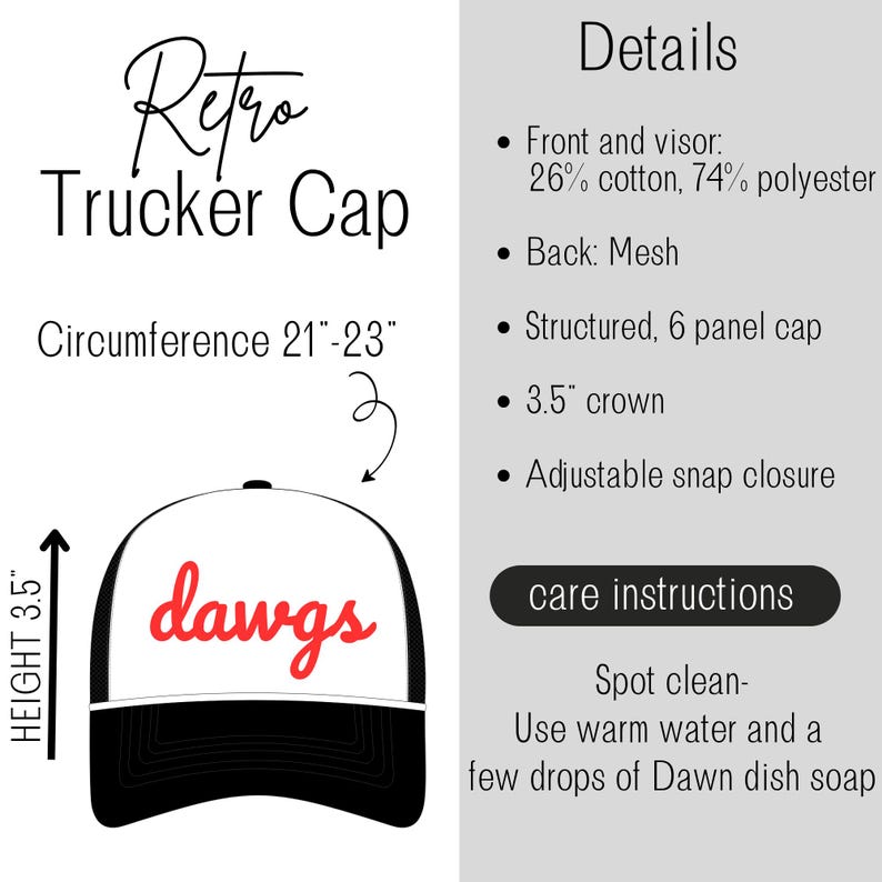 Embroidered Dawgs Trucker Red and Black Hat UGA Game Day Georgia ...