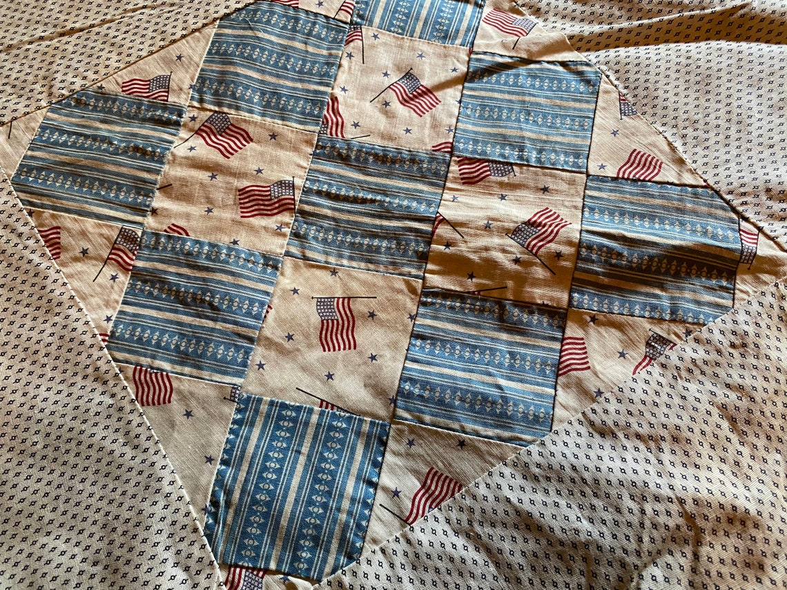 Antique Quilt Top Early Calico Fabrics 9 Patch Quilt | Etsy