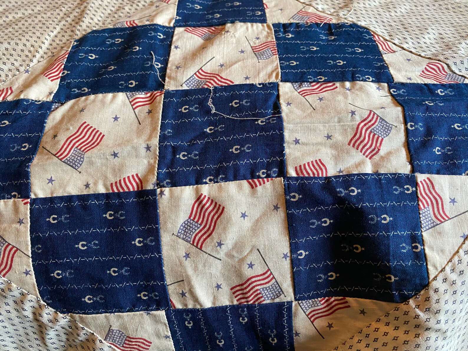 Antique Quilt Top Early Calico Fabrics 9 Patch Quilt | Etsy