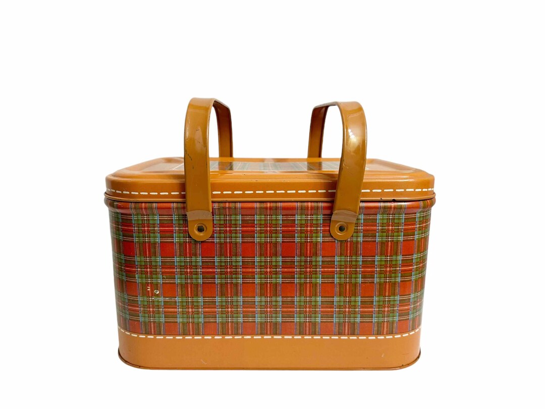 Vintage Plaid Metal Picnic Tin, Picnic Basket Tin - Etsy