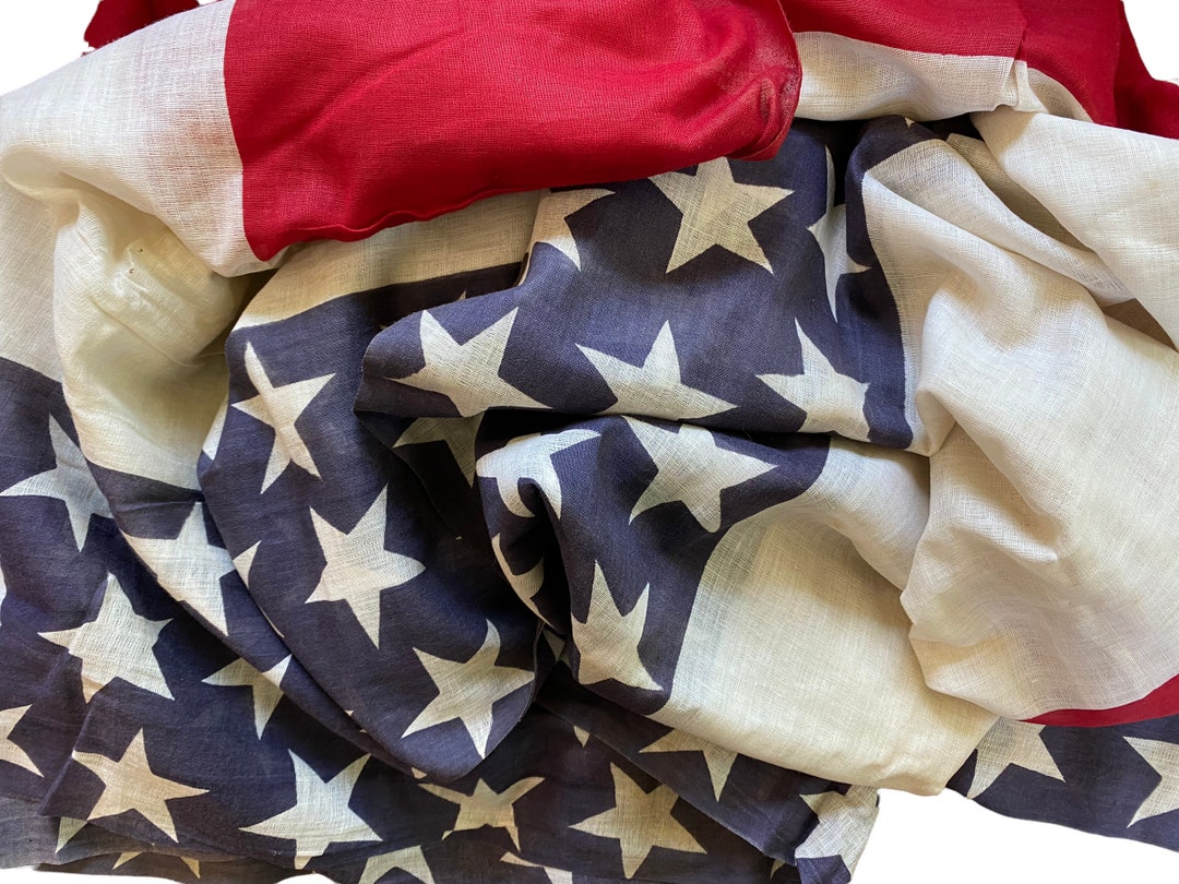 Antique Patriotic Bunting Fabric, Red White Blue Flag Bunting ...