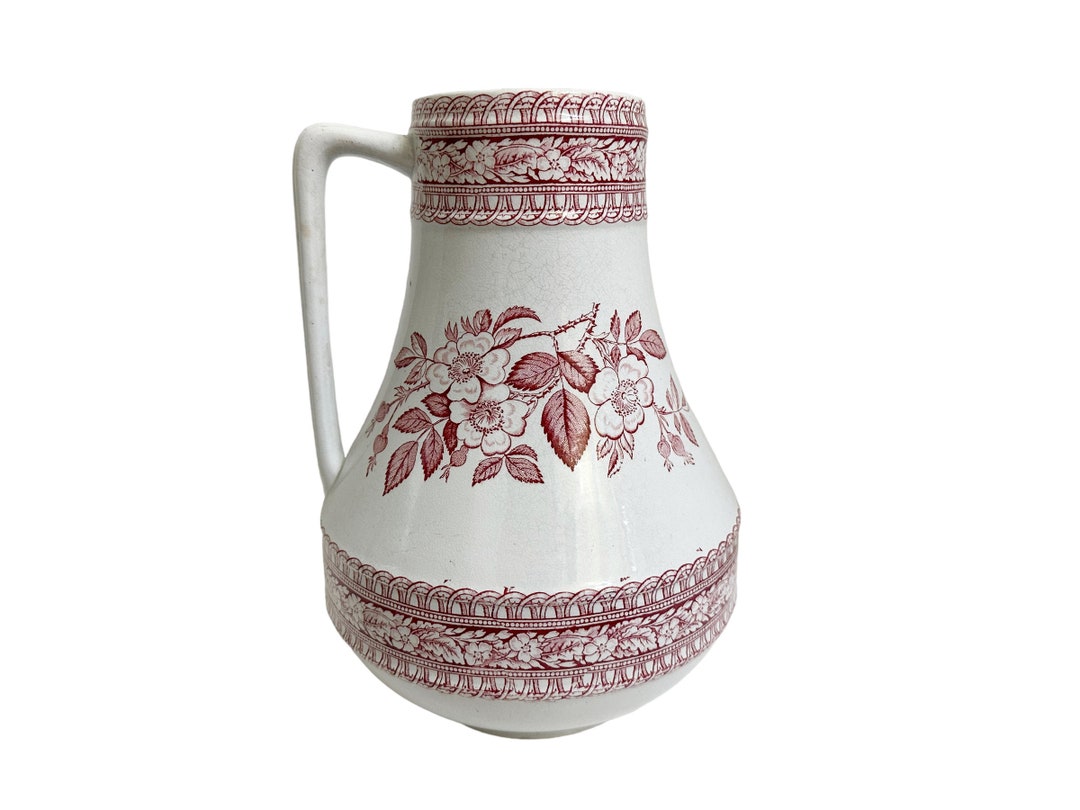 Antique Red Transferware Ironstone Pitcher: Movement Decor - Etsy