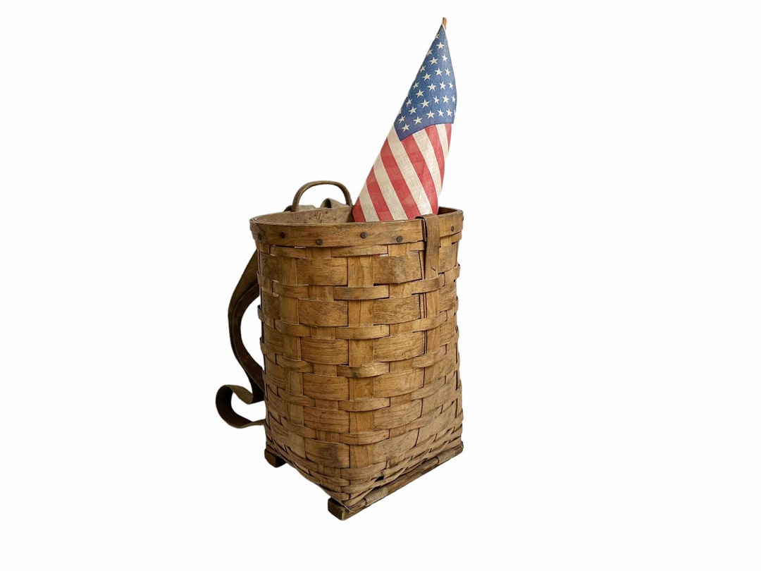 Vintage Oak Trapper Basket Backpack: Adirondack Log Cabin Decor - Etsy