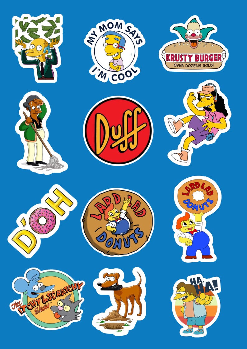 The Simpsons Sticker Bundle | 60 PNG Stickers | Instant Download - Etsy