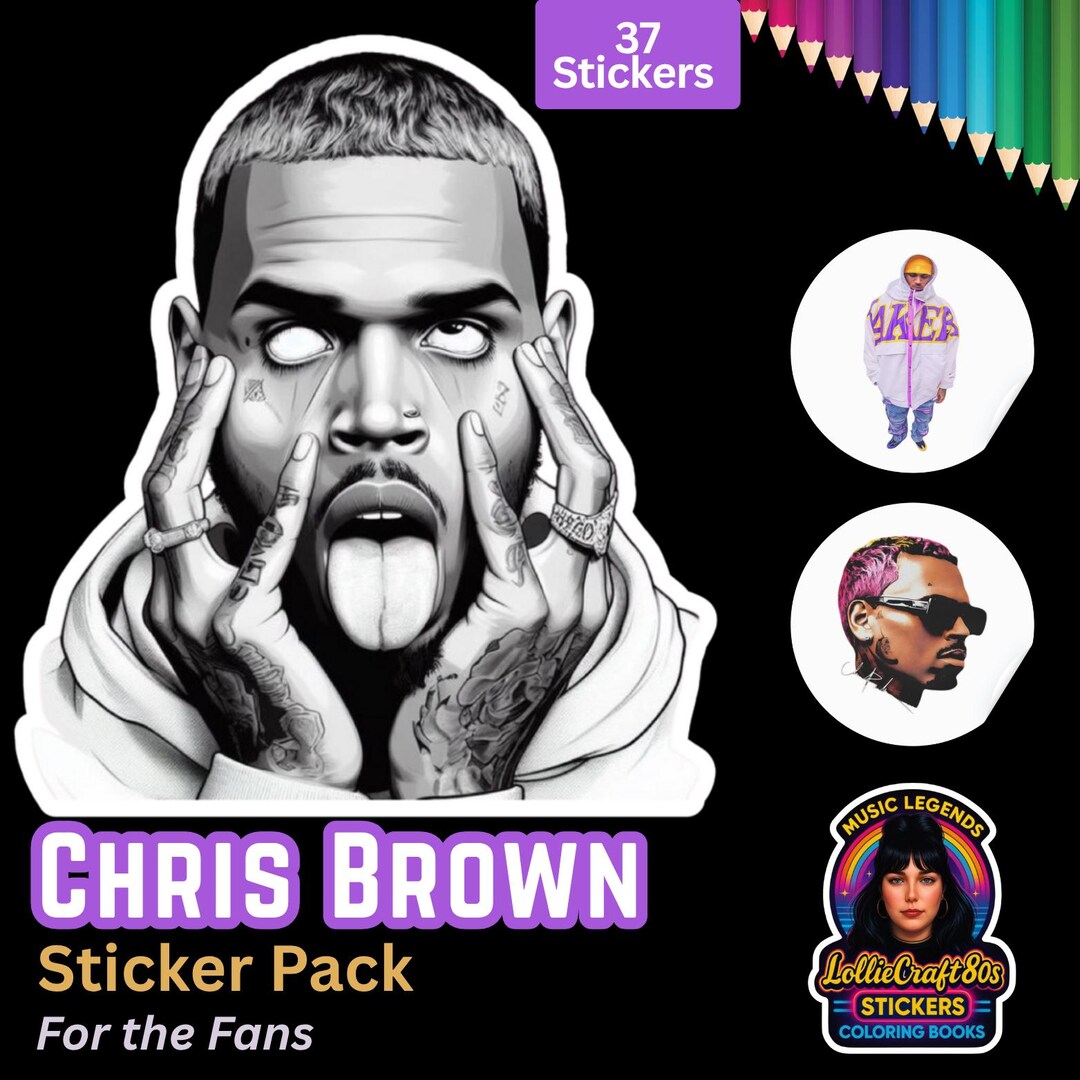 Chris Brown Sticker Pack – 37 Digital PNG Stickers for Journals ...