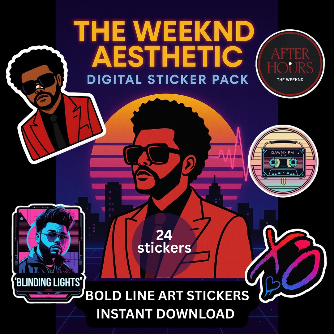 The Weeknd Inspired Aesthetic Digital Stickers. 24 Stickers. Made for ...