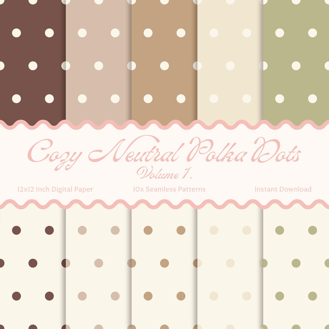 Neutral Polka Dot Seamless Patterns - Polka Dot Digital Paper, Polka ...
