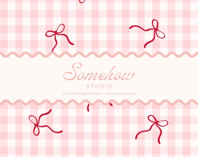 Watercolor Gingham Bow Pattern, Gingham Bows Pattern, Gingham Seamless ...