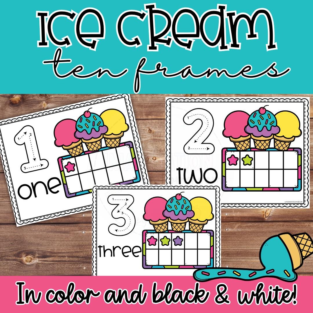Ice Cream Ten Frame Playdoh Mats for Numbers 1-10 Summer Counting ...