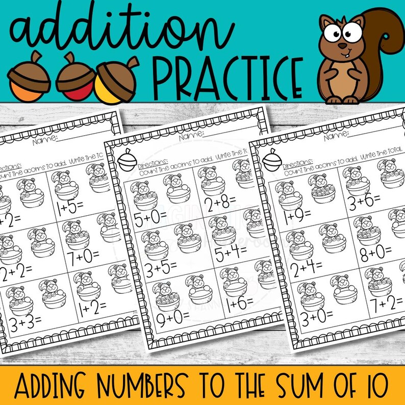 Fall Addition Worksheets to 10 Printable Math Activities for Preschool ...