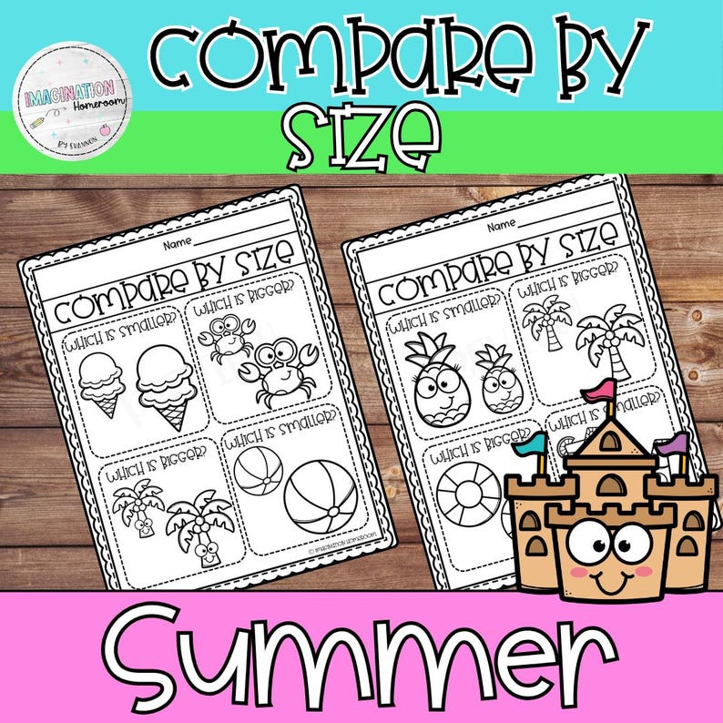 Summer Compare by Size Worksheets for Preschool and Kindergarten Size ...