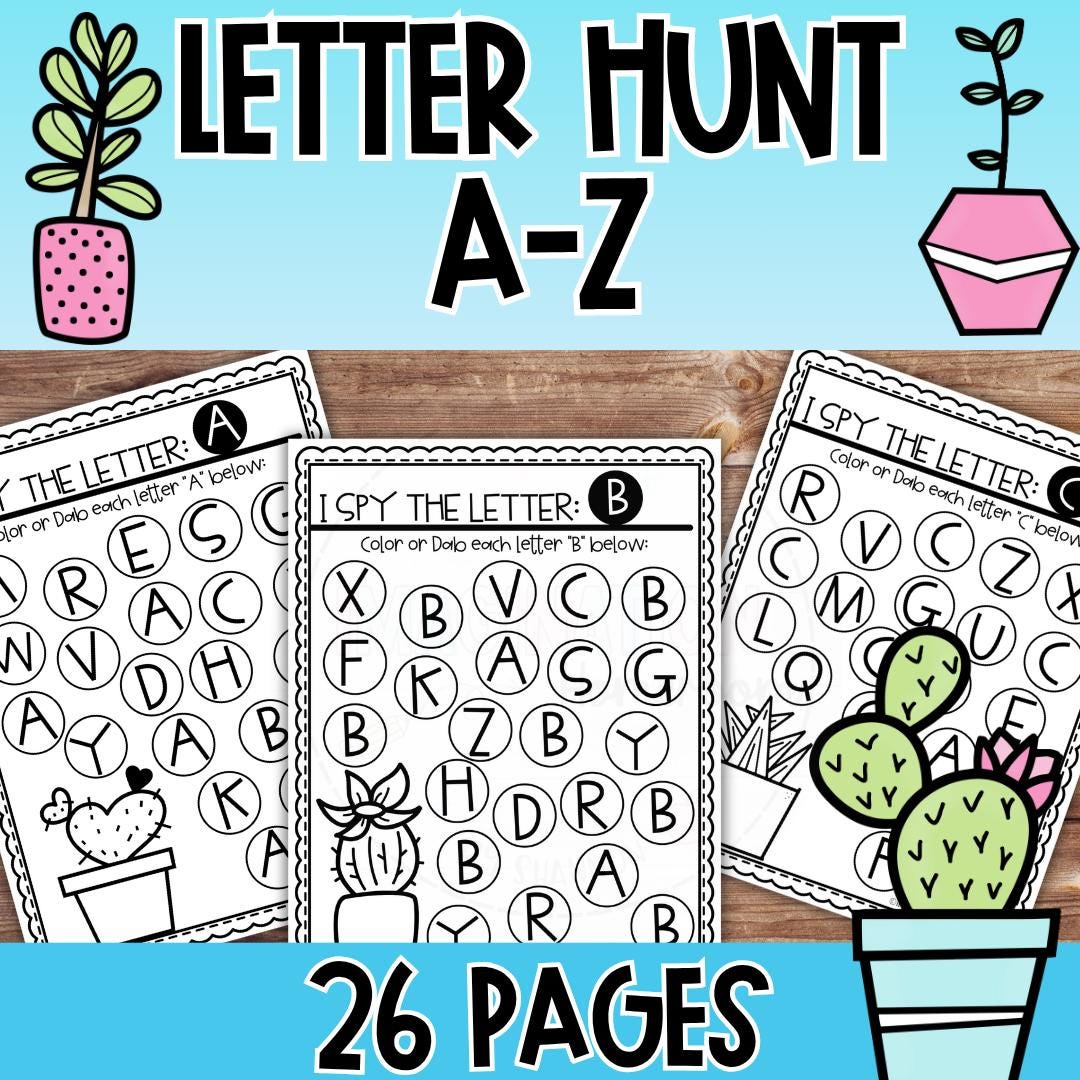 Cactus I Spy Alphabet Worksheets, Uppercase Letter Recognition ...
