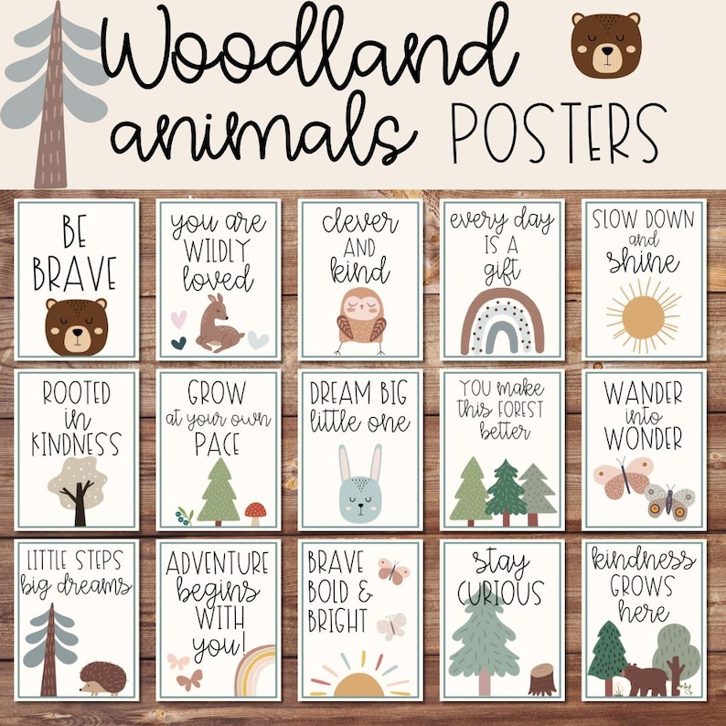 Woodland Animal Affirmation Posters: Neutral Nursery & Classroom Decor ...