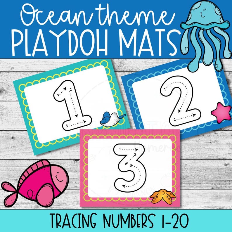 Ocean Number Tracing Worksheets, Numbers 1-20, Preschool & Kindergarten ...