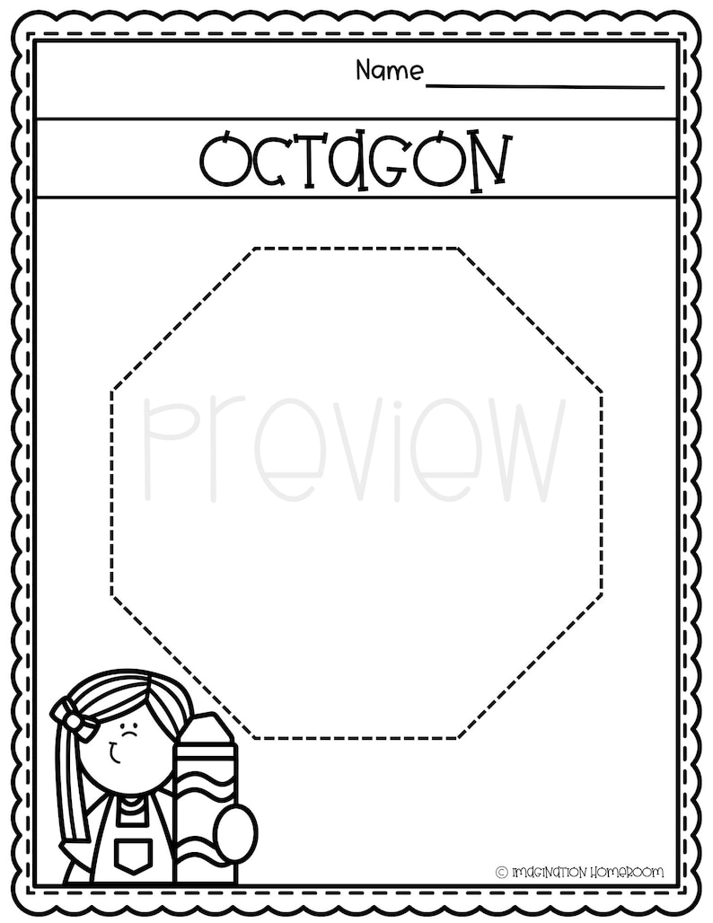 Octagon Shape Tracing Worksheets for Preschool and Pre-k Fine Motor ...