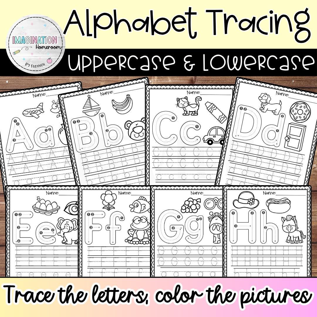 Alphabet Letter Tracing Worksheets Uppercase and Lowercase Handwriting ...