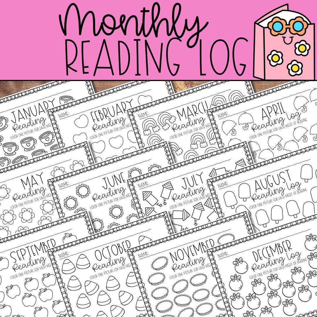 Printable Monthly Reading Logs, Yearlong Reading Tracker - Etsy