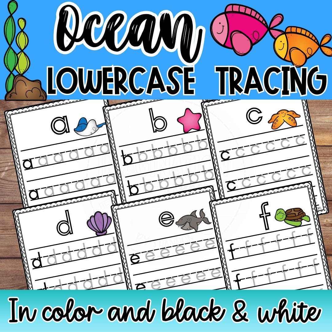 Lowercase Letter Tracing Worksheets A-Z | Ocean Animal Alphabet ...