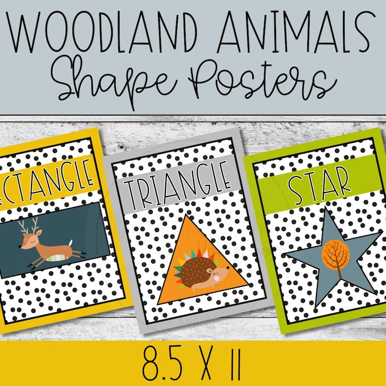 Woodland Animals Shape Posters Printable With 2D Shapes – Forest ...