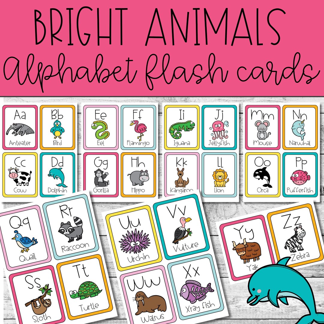 Animal Alphabet Flash Cards for Preschool and Kindergarten Printable ...