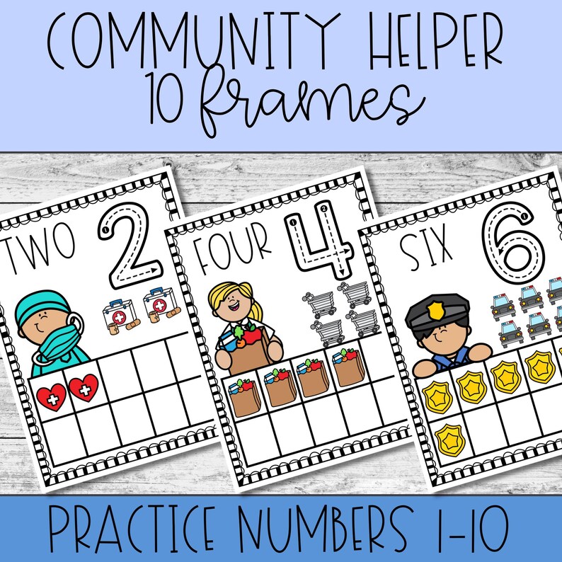 Community Helper Ten Frame Worksheets for Numbers 1 to 10 Printable ...