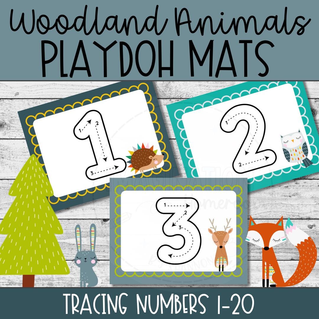 Woodland Animals Number Tracing Worksheets, Numbers 1-20, Preschool ...