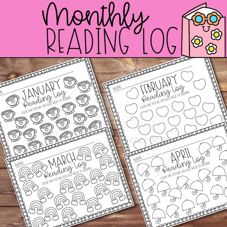 Printable Monthly Reading Logs, Yearlong Reading Tracker - Etsy