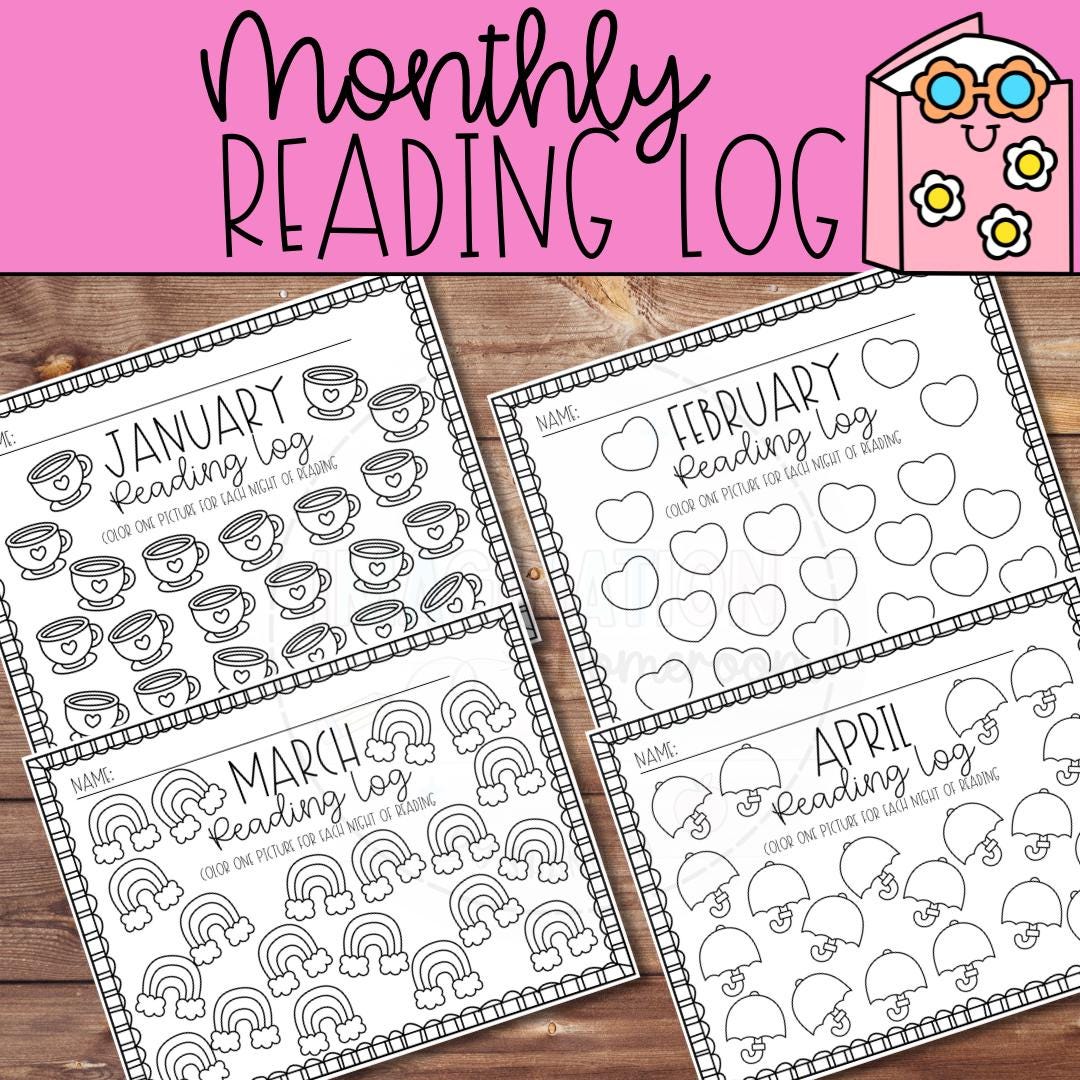 Printable Monthly Reading Logs, Yearlong Reading Tracker - Etsy