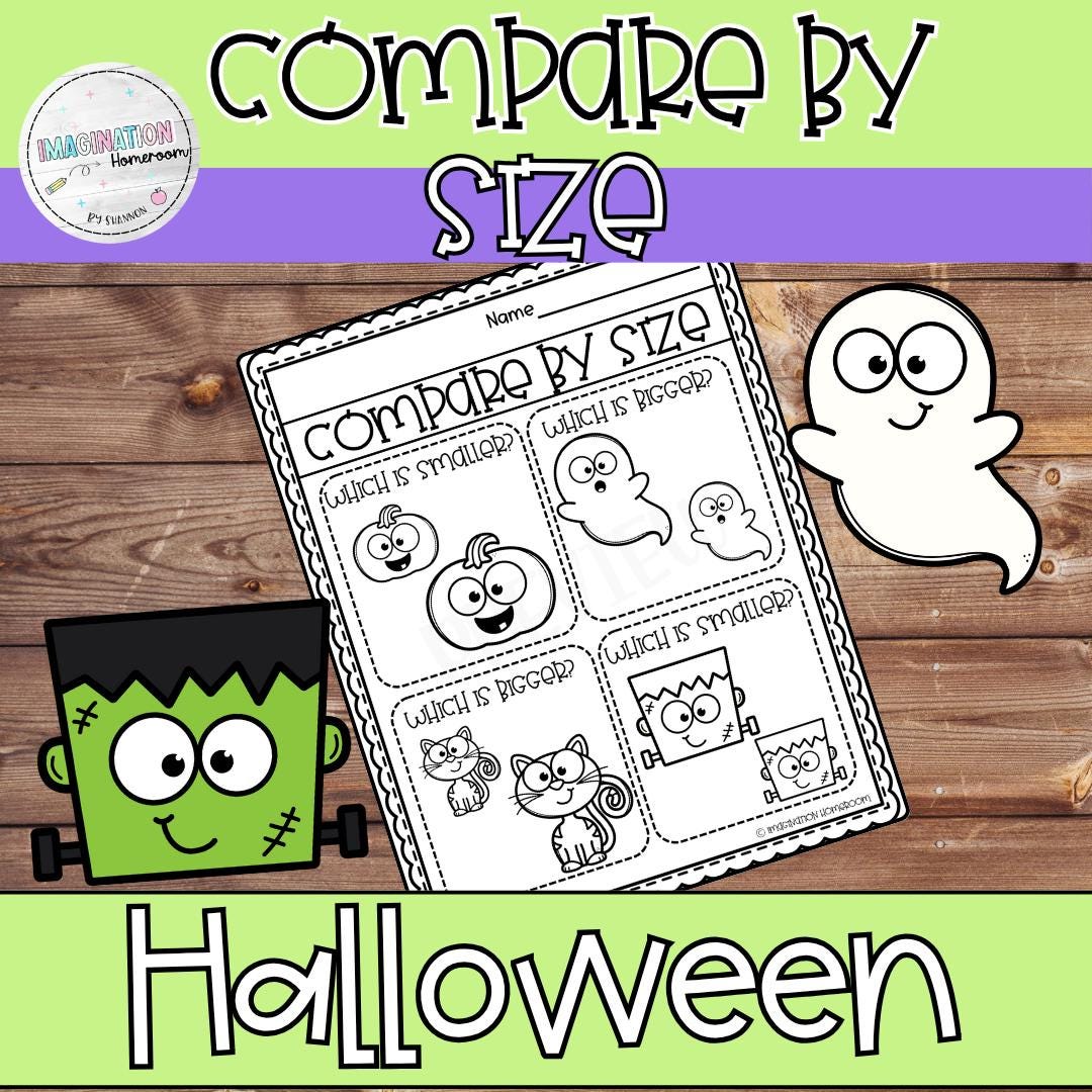 Halloween Size Comparison Worksheets | Bigger or Smaller Visual ...