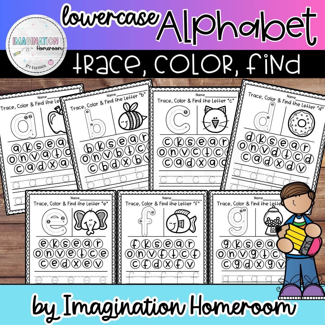 Lowercase Alphabet Tracing and Letter Hunt Worksheets for ABC ...