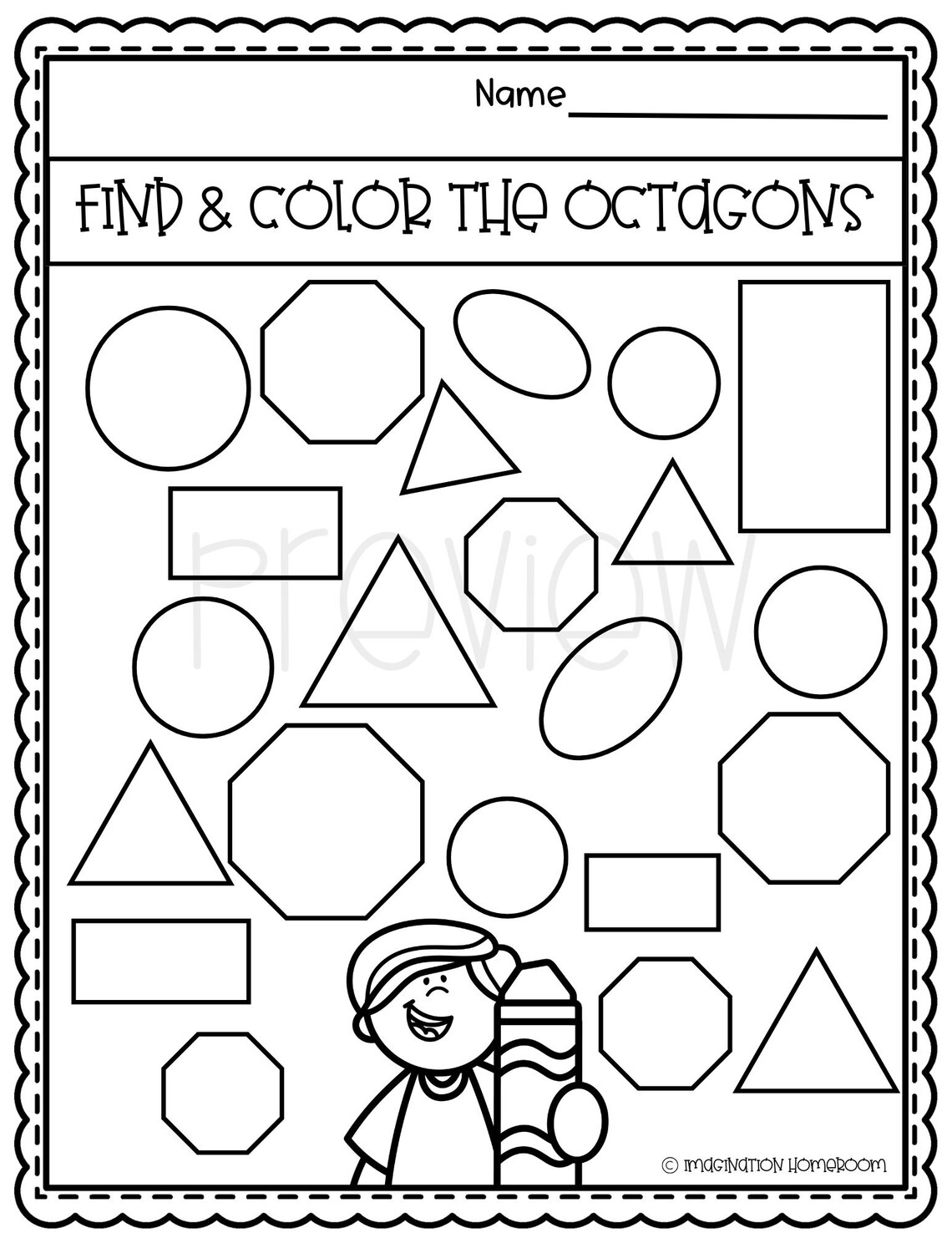 Octagon Shape Tracing Worksheets for Preschool and Pre-k Fine Motor ...
