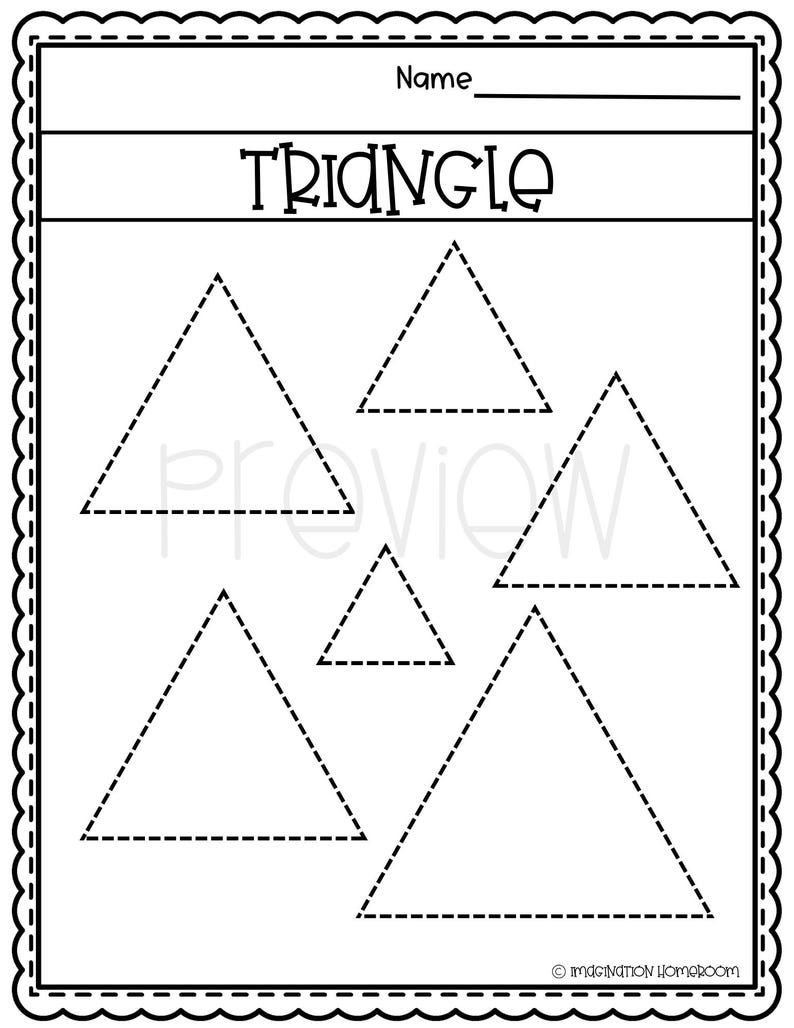 Triangle Shape Tracing Worksheets for Preschool and Pre-k Fine Motor ...
