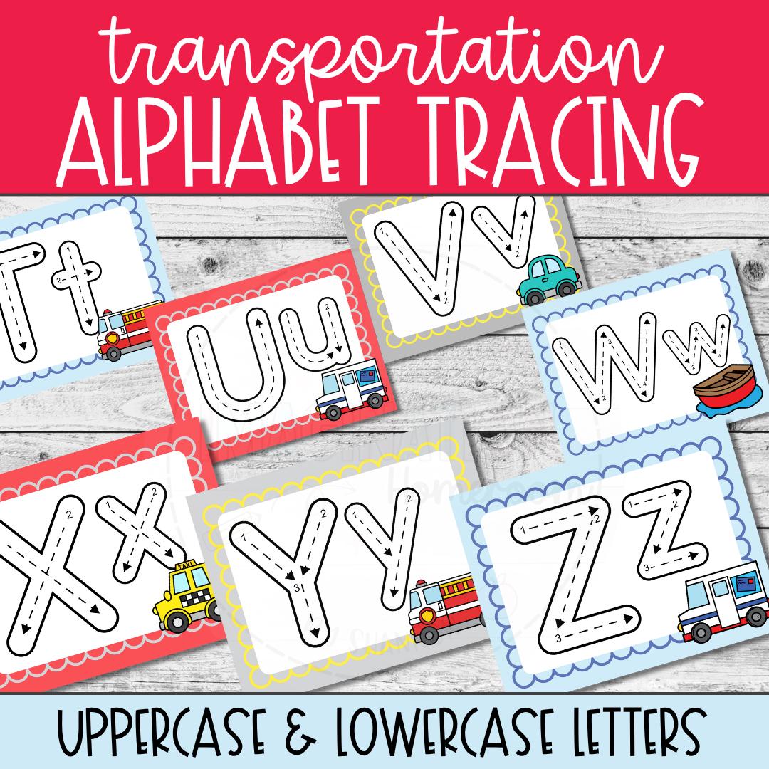 Transportation Alphabet Tracing Worksheets – Preschool & Kindergarten ...