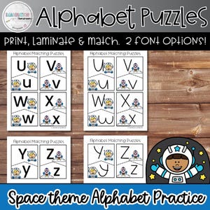 Space Alphabet Matching Puzzle Upper and Lowercase Letters Printable ...