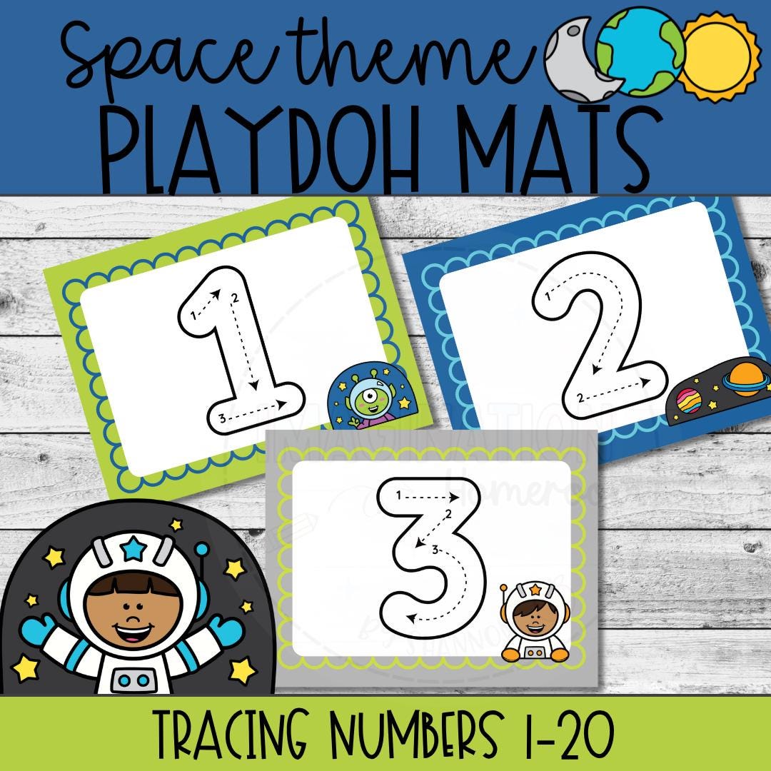 Space Theme Number Tracing Worksheets, Numbers 1-20, Preschool ...