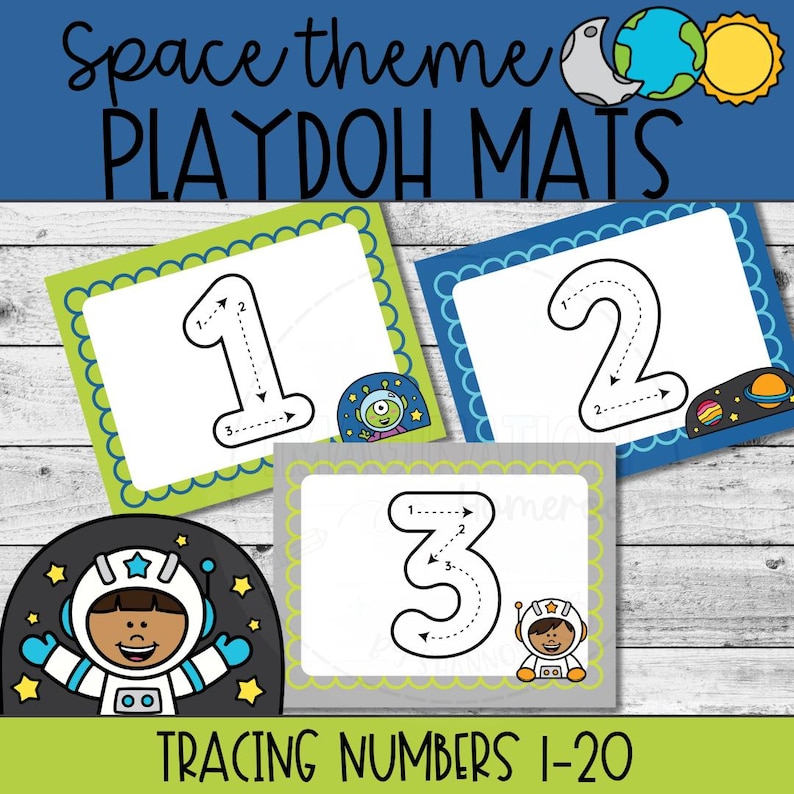 Space Theme Number Tracing Worksheets, Numbers 1-20, Preschool ...