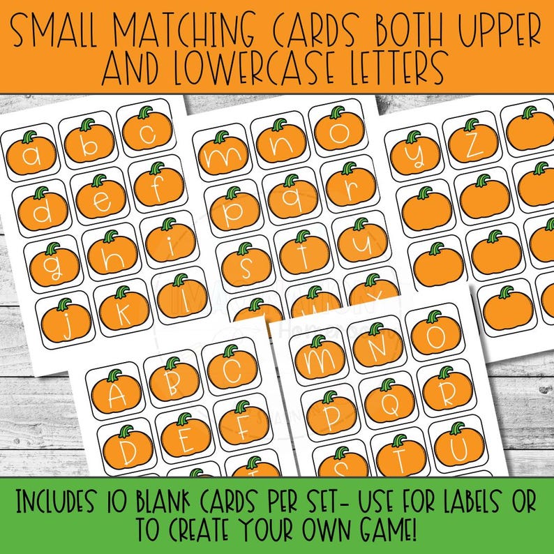 Fall ABC Pumpkin Matching Game Printable Letter Recognition in ...