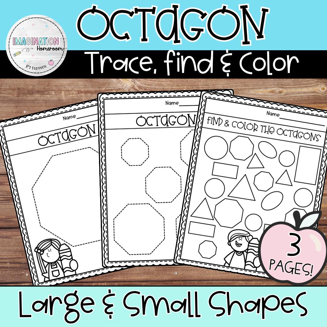 Octagon Shape Tracing Worksheets for Preschool and Pre-k Fine Motor ...