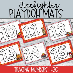 Firefighter Number Tracing Worksheets, Numbers 1-20, Preschool ...