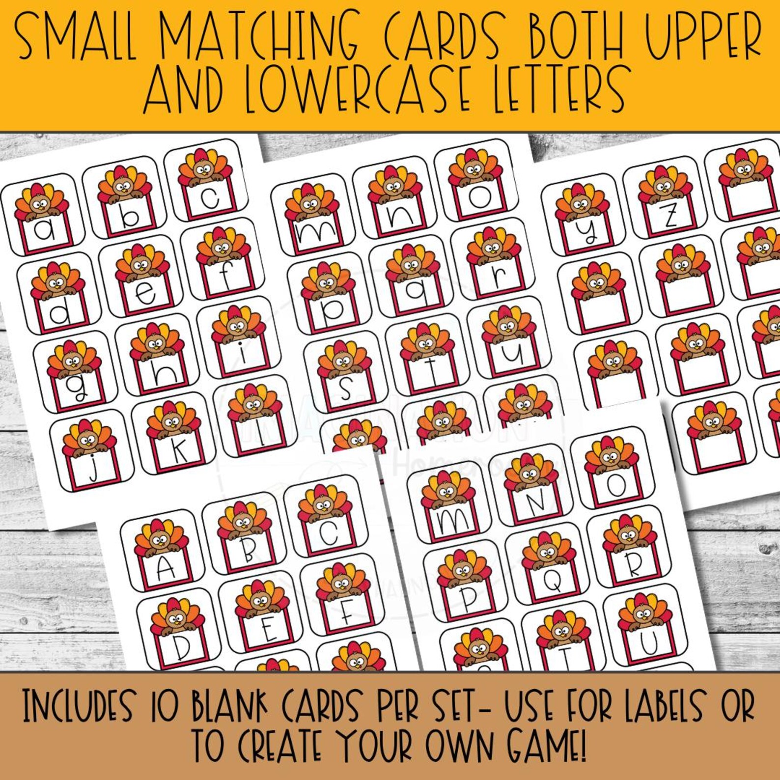 Fall ABC Turkey Matching Game Printable Letter Recognition, Preschool ...