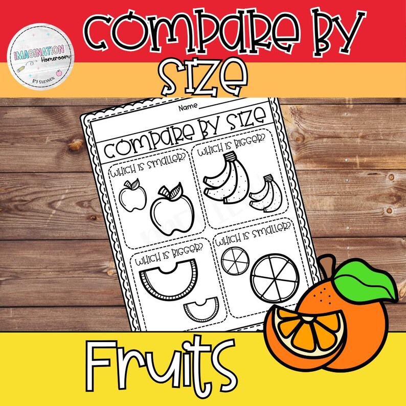 Fruit Size Comparison Worksheets | Bigger or Smaller Visual ...