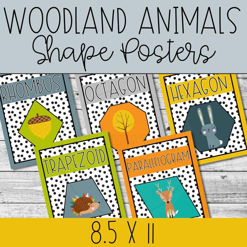 Woodland Animals Shape Posters Printable With 2D Shapes – Forest ...