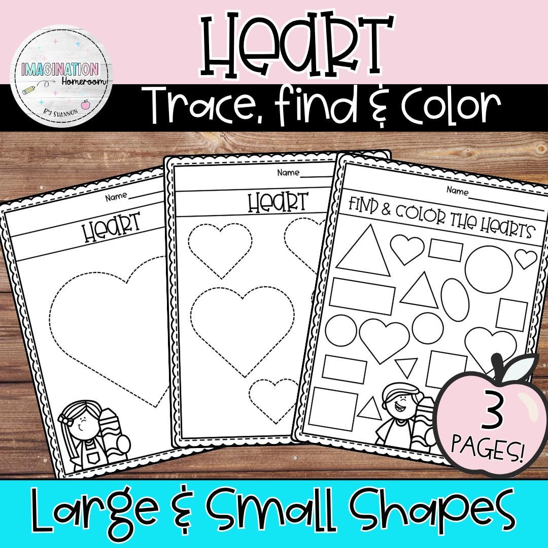 Heart Shape Tracing Worksheets for Preschool and Pre-k Fine Motor ...