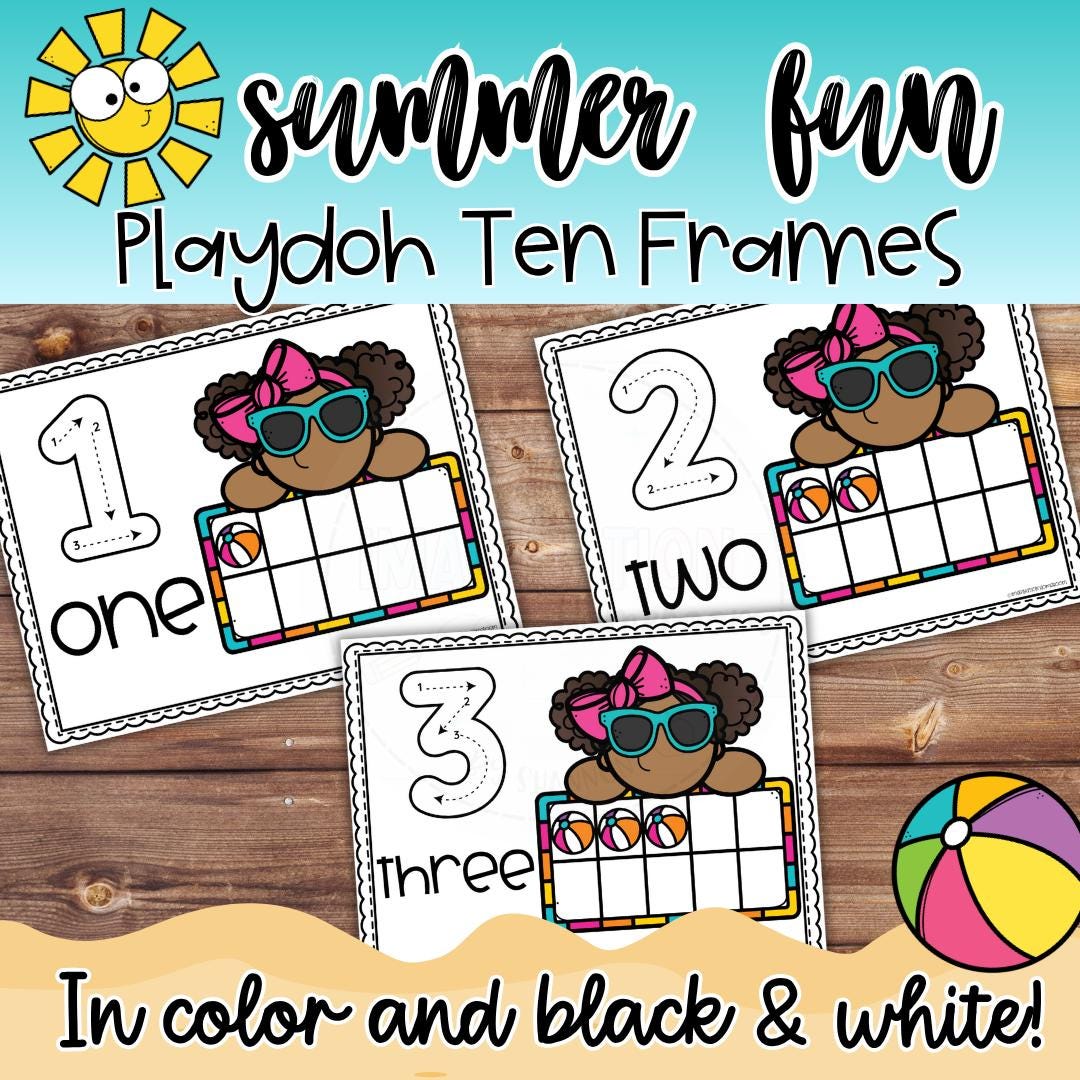 Summer Ten Frame Mats for Numbers 1-10 Kindergarten Math Centers ...