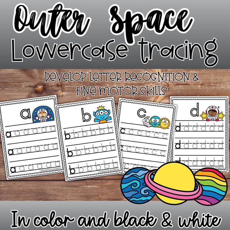 Space Lowercase Letter Tracing Worksheets Printable ABC Writing ...