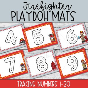 Firefighter Number Tracing Worksheets, Numbers 1-20, Preschool ...
