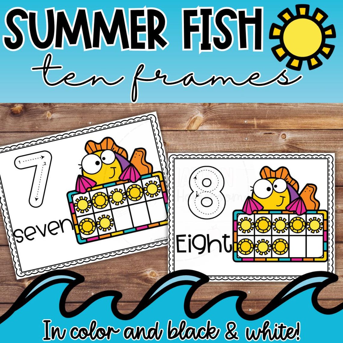 Fish Ten Frame Playdoh Mats for Numbers 1-10 Summer Ocean Counting ...